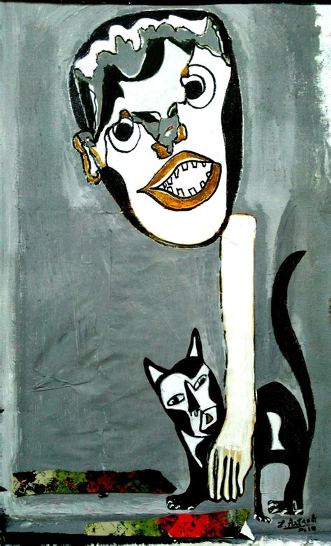 Peinture Caresse Une Chatte