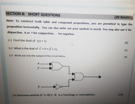 Solved Note To Construct Truth Table And Compound