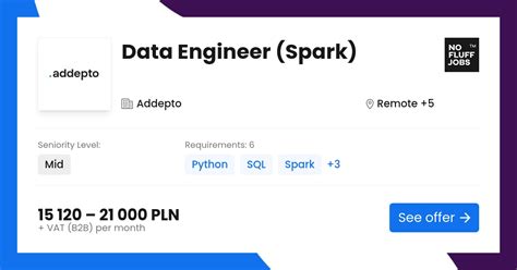 Data Engineer Spark Job Data Addepto Remote No Fluff Jobs
