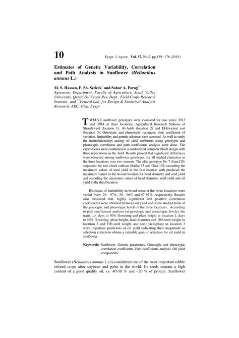 Pdf T Estimates Of Genetic Variability Correlation And Path Analysis