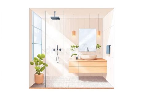 Elegant Minimalist Bathroom Design Stock Illustration Illustration Of