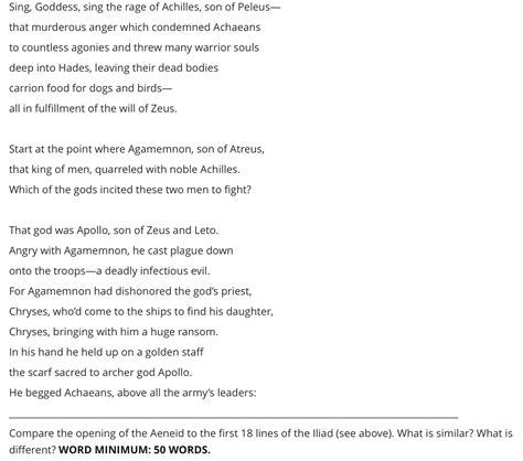 Solved Sing Goddess Sing The Rage Of Achilles Son Of Peleus