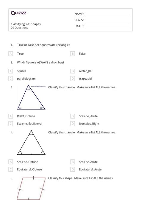 50 Classifying Shapes Worksheets For 5th Class On Quizizz Free