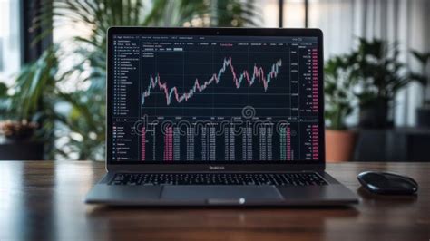 Laptop Displaying Stock Market Data And Charts Stock Illustration