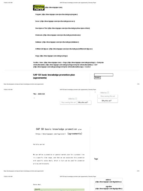 Sap Sd Basic Knowledge Promotion Plan Agreements Develop Paper