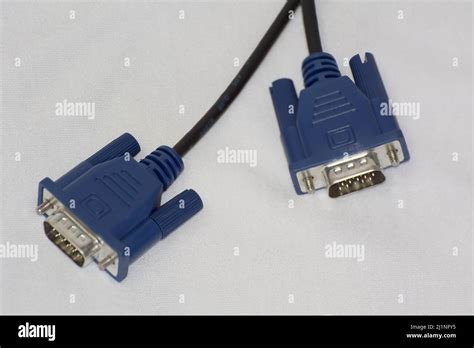 A Couple Of Blue Male Vga Cable Connector Wires Isolated On White