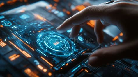 Hand Interacting With Futuristic Technology Interface Stock Illustration Illustration Of