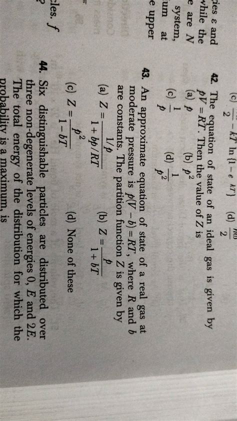 The Equation Of State Of An Ideal Gas Is Given By PV RT Then The Value O