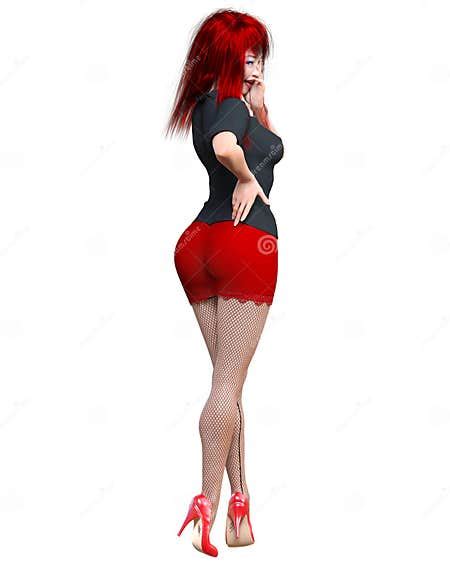 Japanese Secretary In Mini Skirt And Stocking Stock Illustration