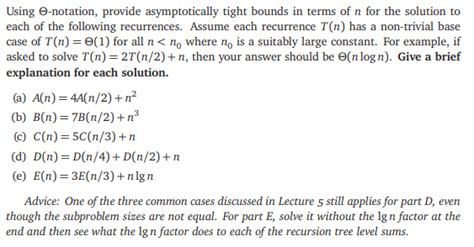 solved using notation provide asymptotically tight bounds