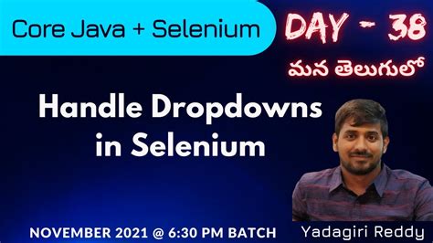 Day 38 Handle Dropdowns In Selenium Core Java Youtube