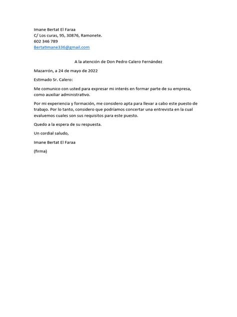 Carta Presentacion Autocandidatura Pdf