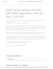 Career Catalyst CFG1002 Registration Form For Sem 1 AY22 23 Course Hero