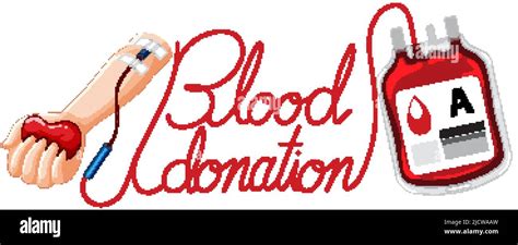 Blood Donation Symbol With Hand And Blood Bag Illustration Stock Vector