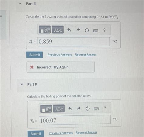Solved Calculate The Freezing Point Of A Solution Containing Chegg Com