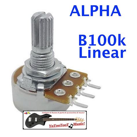 Alpha B100k Licenced Potentiometer Split Shaft Linear For Reverb