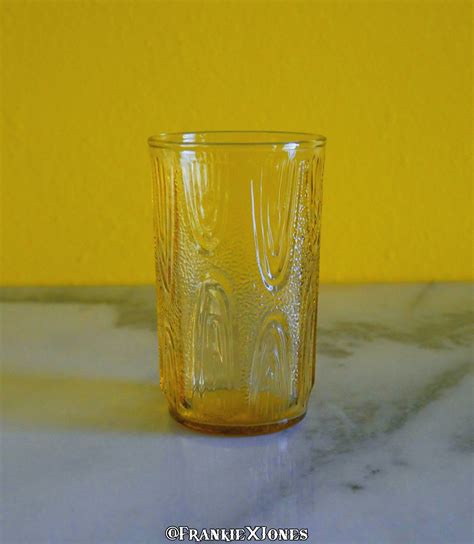 Set Of 8 50s Anchor Hocking Amber Drinking Glasses Etsy