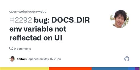 Bug Docsdir Env Variable Not Reflected On Ui · Issue 2292 · Open