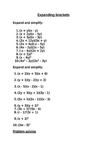 Expanding Brackets And Factorising Inc Quadratics Teaching Resources
