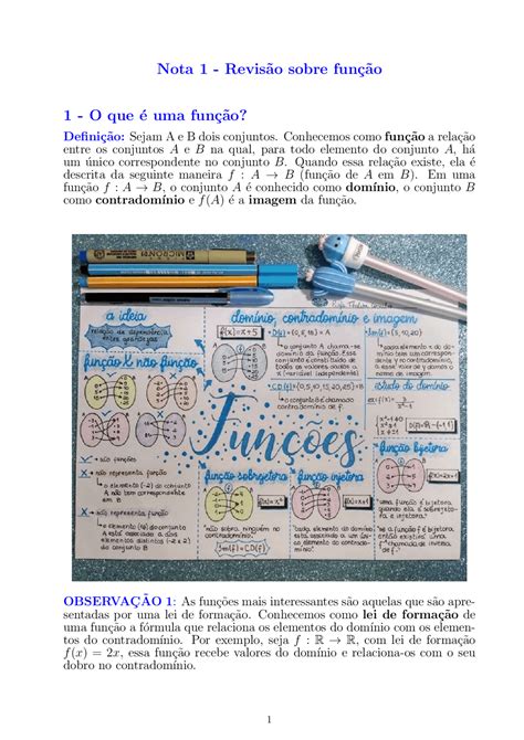 Revisão Sobre Função Resumos Cálculo Docsity