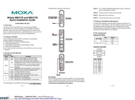 Moxa Technologies Mgate Mb3170 Quick Installation Manual Pdf Download Manualslib