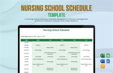 Excel School Schedule Template