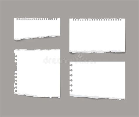 Torn Notebook Paper Pieces Isolated On Grey Stock Vector Illustration Of Page Border 157735936