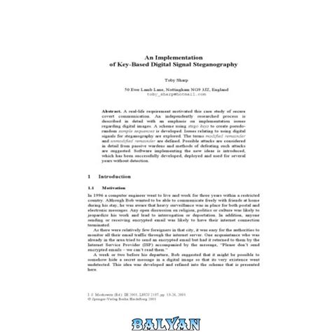 دانلود کتاب An Implementation Of Key Based Digital Signal Steganography