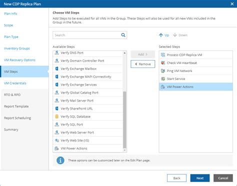 Step Add Plan Steps Veeam Recovery Orchestrator User Guide