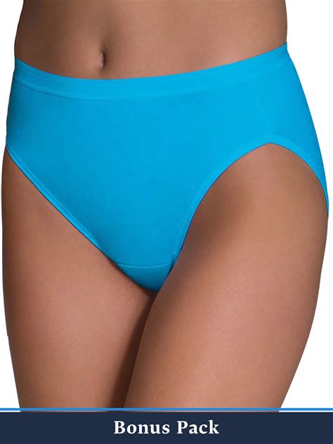 Fruit Of The Loom Womens 63 Bonus Pack Assorted Cotton Hi Cut Panties