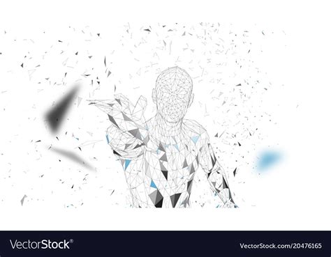 Conceptual Abstract Man Touching Or Pointing Vector Image