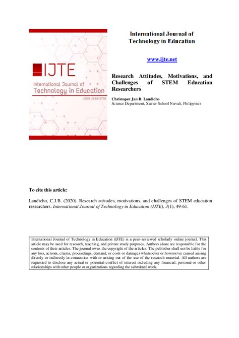 Pdf Research Attitudes Motivations And Challenges Of Stem Education