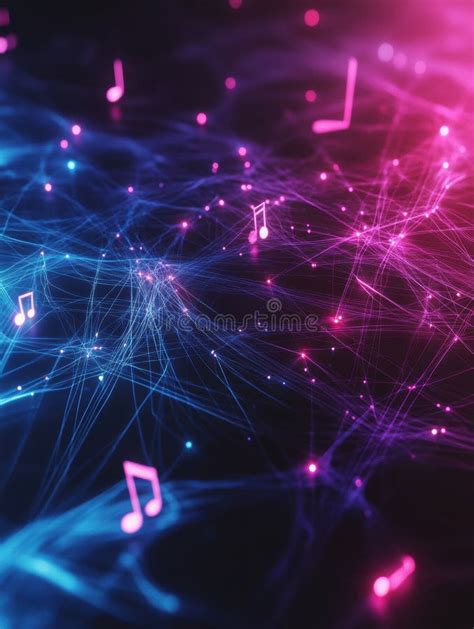 Dynamic 3d Visualization Of Musical Notes Floating Through A Vibrant
