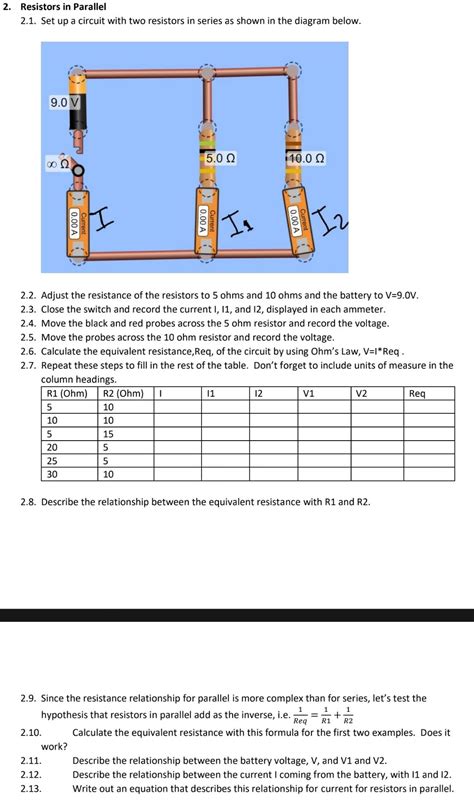 Solved Resistors In Parallel Set Up A Circuit With Chegg Com