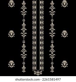 Beautiful Neckline Embroidery Design Asian Indian Stock Illustration