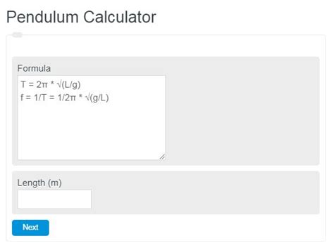 Pendulum Calculator Frequency Period Calculator Academy
