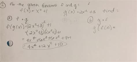 Solved For The Given Functions F And G Fx X2 1