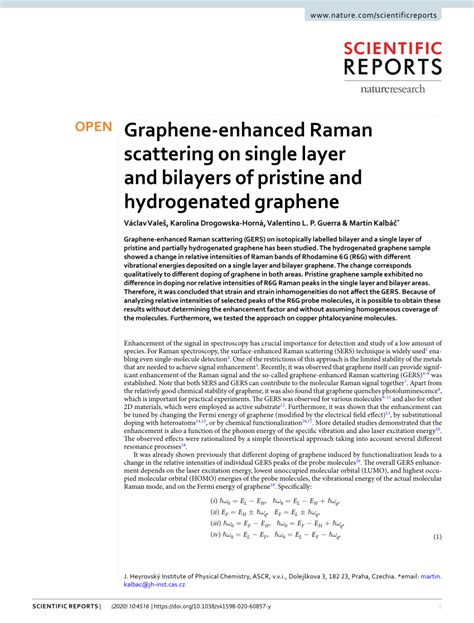 Pdf Graphene Enhanced Raman Scattering On Single Layer And Bilayers