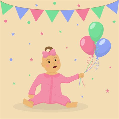 Sitting Pritty Girl Balloons Cartoons Illustrations Royalty Free