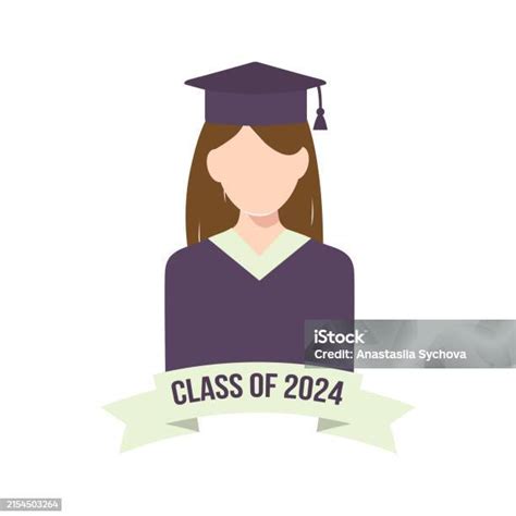 졸업식 날 파란색 졸업 교복을 입은 학생 2024년 졸업반 벡터 얼굴없는 여자 여성 실루엣 그림 흰색 고립 된 배경 공란에 대한