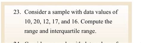 solved 23 consider a sample with data values of 10 20 12 17 and