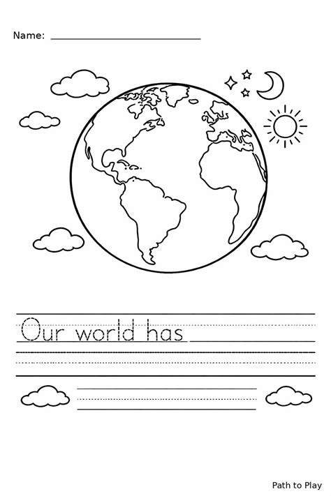 Our World Has Writing Prompt And Coloring Page Earth Worksheet