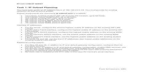 task 1 ip subnet planning frank swc sem1