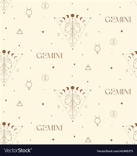 Gemini Zodiac Background Seamless Pattern Vector Image