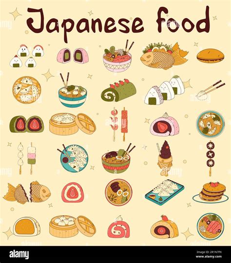 Traditional Japanese Food Asian Yakitori Skewers Ramen Dumplings