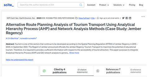 Alternative Route Planning Analysis Of Tourism Transport Using Analytical Hierarchy Process Ahp