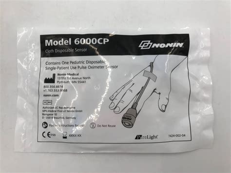 Nonin 6000cp Pediatric Cloth Disposable Pulse Oximeter Sensor X Gb