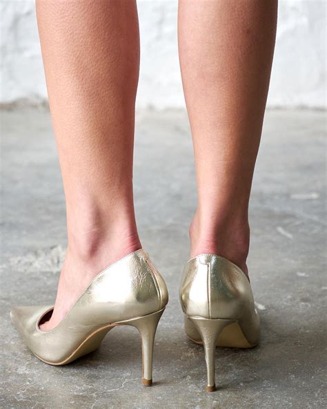 Sista 8 Cm Gold Leather Stiletto Pelins Shoes Europe