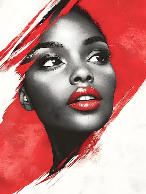 A Red Poster With A Womans Face And Red Hair Premium Ai Generated Image