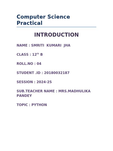 Computer Science Practical Pdf
